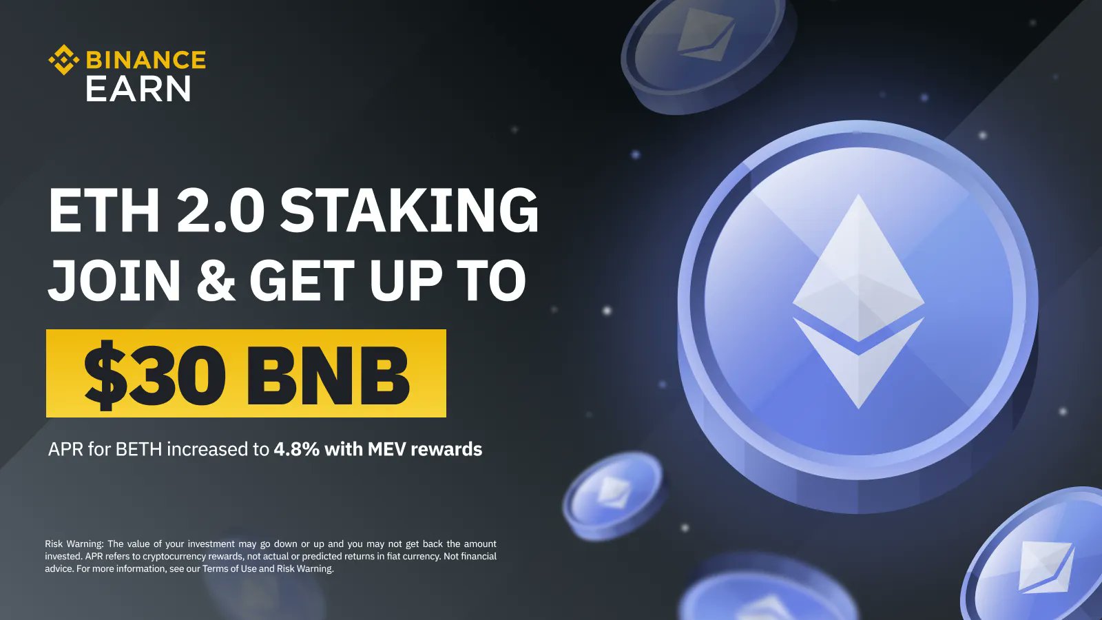 Binance on Twitter: "Stake $ETH 2.0 through #Binance Earn for an opportunity to win #BNB! The ...