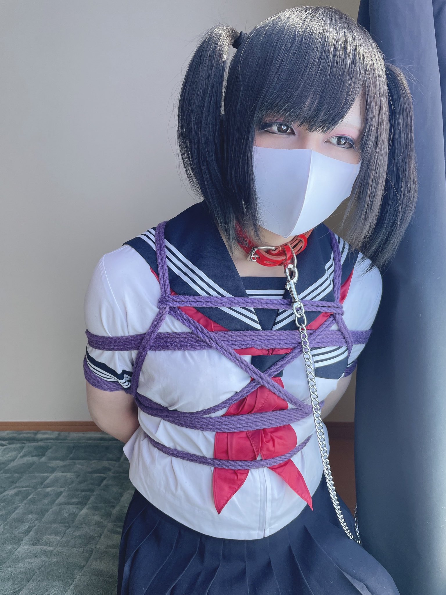 さいはてのRさん on Twitter: "縛られ犬の首輪で繋がれて③ 差分→ https://t.co/a60EmKPcCr #緊縛 #首輪 #チェーン #鎖 #縄 #縛り #セーラー服 ...