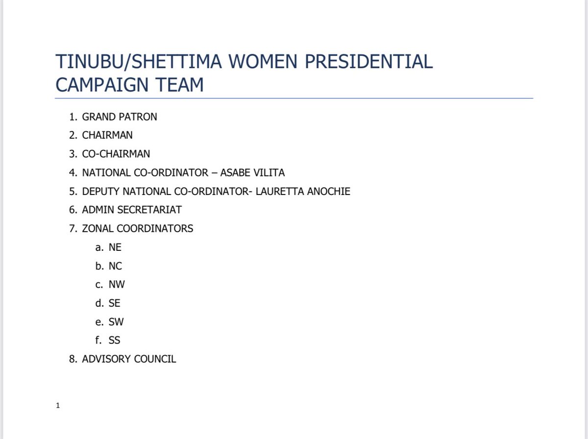 COMPOSITION OF CAMPAIGN COMMITTEES The Tinubu/Shettima 2023 Women ...