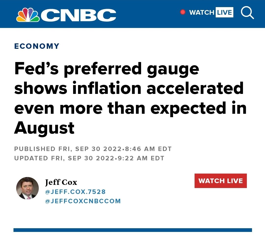 TimedNews.com on Twitter: "【美8月通胀加速超过预期 拜登政府“降低通胀法案”无效】 9月30日，据CNBC报道，根据周五美联储密切关注的数据，尽管美联储努力压低价格 ...