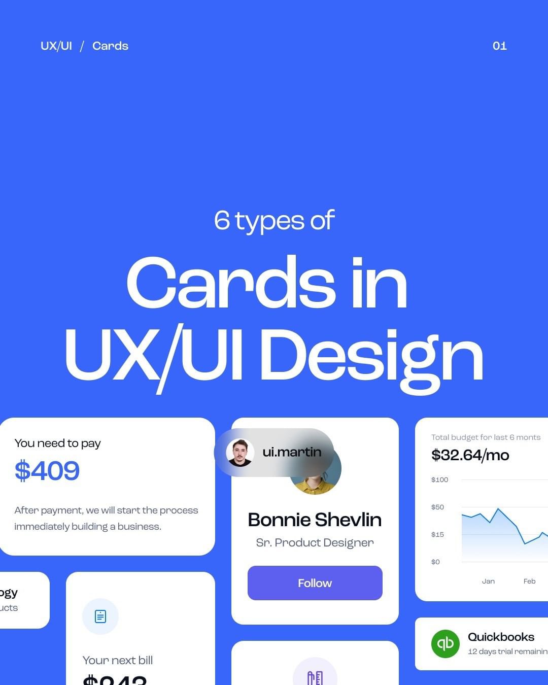 Alex Oyebade #IMTConf22 on Twitter: "6 Types of Cards in UX/UI Design. Follow ui.martin on IG ...
