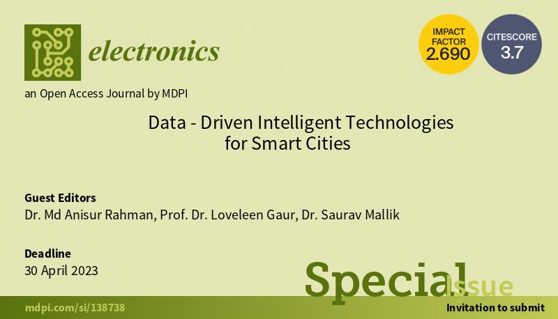 Electronics MDPI on Twitter: "🔔 #callforpapers for #specialissue "#datadriven Intelligent ...