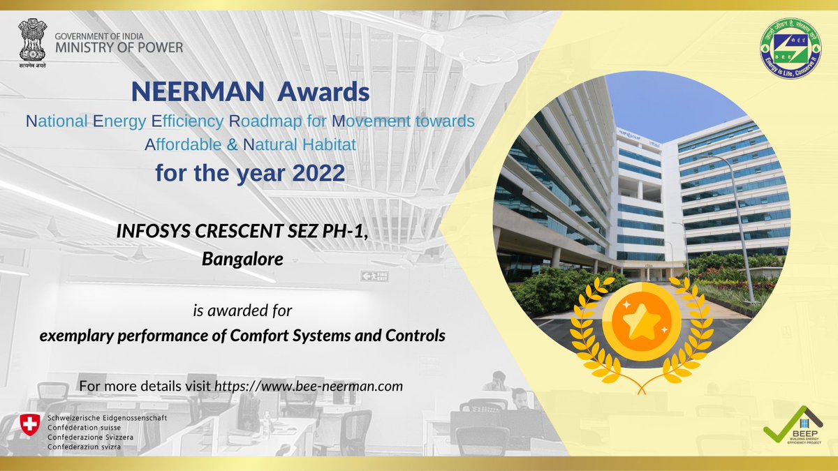 NEERMAN Awards on Twitter: "‘Infosys CRESCENT SEZ Ph-1’ at #Bengaluru was awarded under the ...