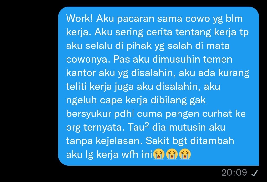BACA RULES DI (bit.ly/worksfess) on Twitter: "Work! Takut ganggu kerjaan huhuuu jd galau berat ...