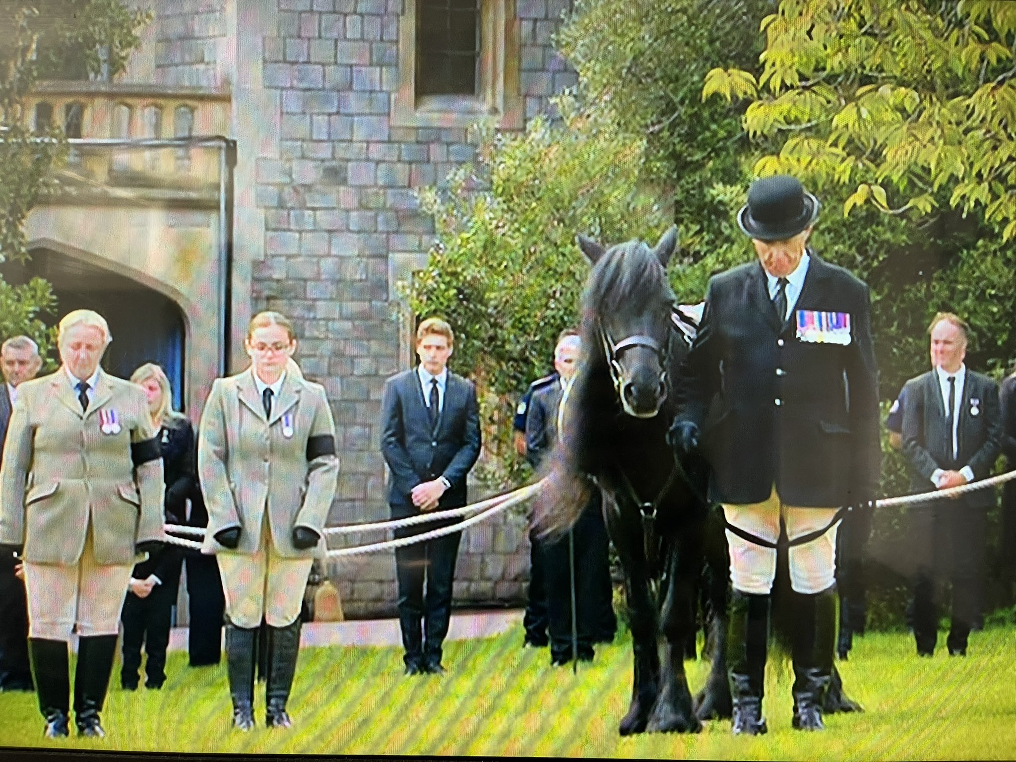Elliot Wagland on Twitter: "The Queen’s horse Emma waits as the funeral procession passes ...
