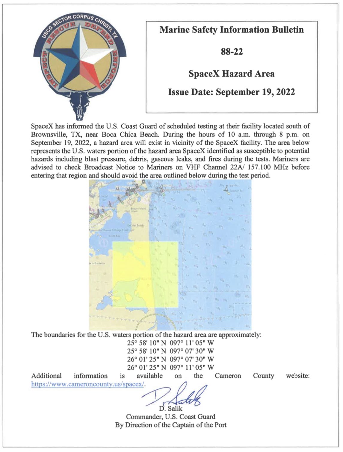 Visit Boca Chica, Texas 🏖 🚀 on Twitter: "New Notice to Mariners (NOTMAR) issued for possible # ...