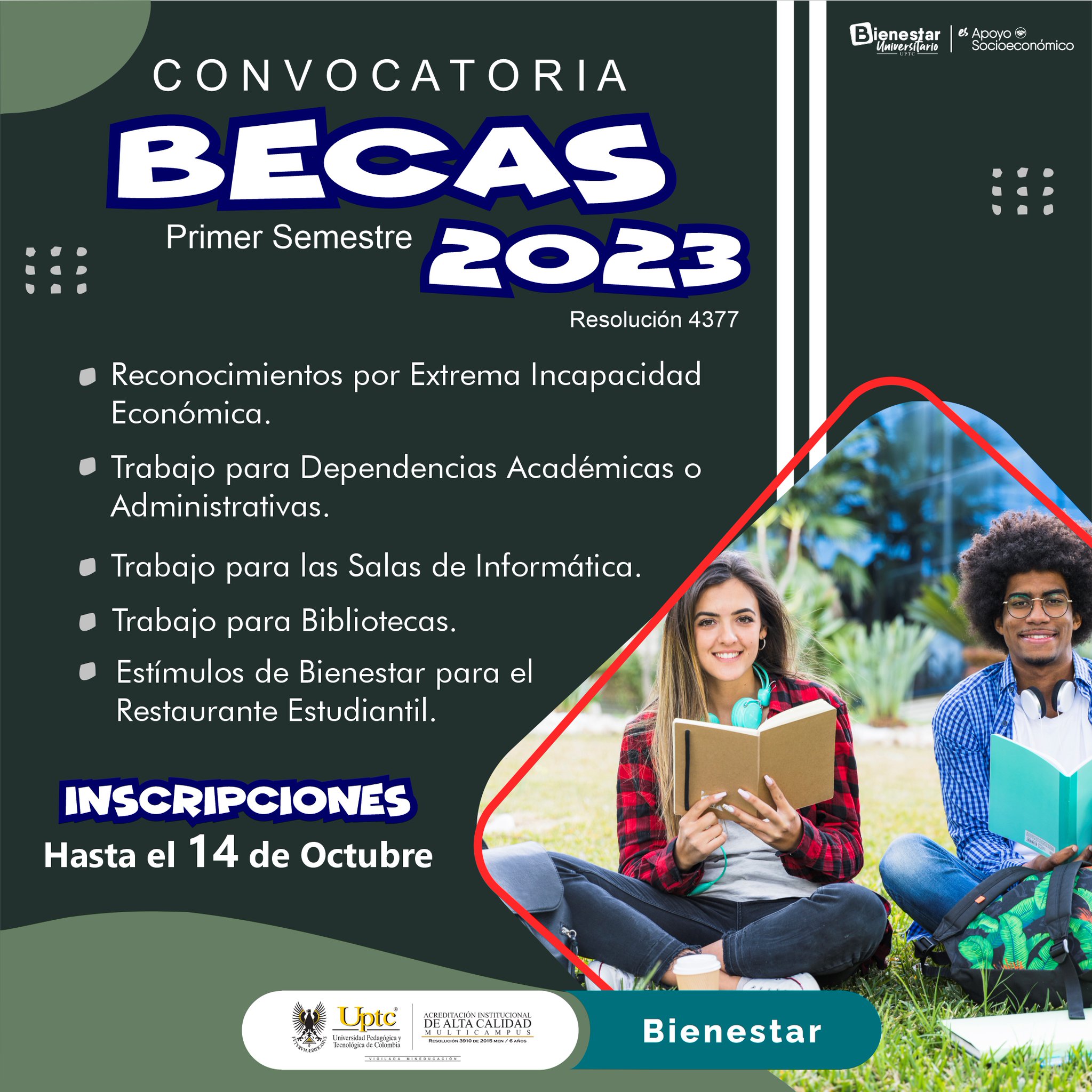 UPTC on Twitter: "Estudiante upetecista, se abre convocatoria para las Becas del primer semestre ...