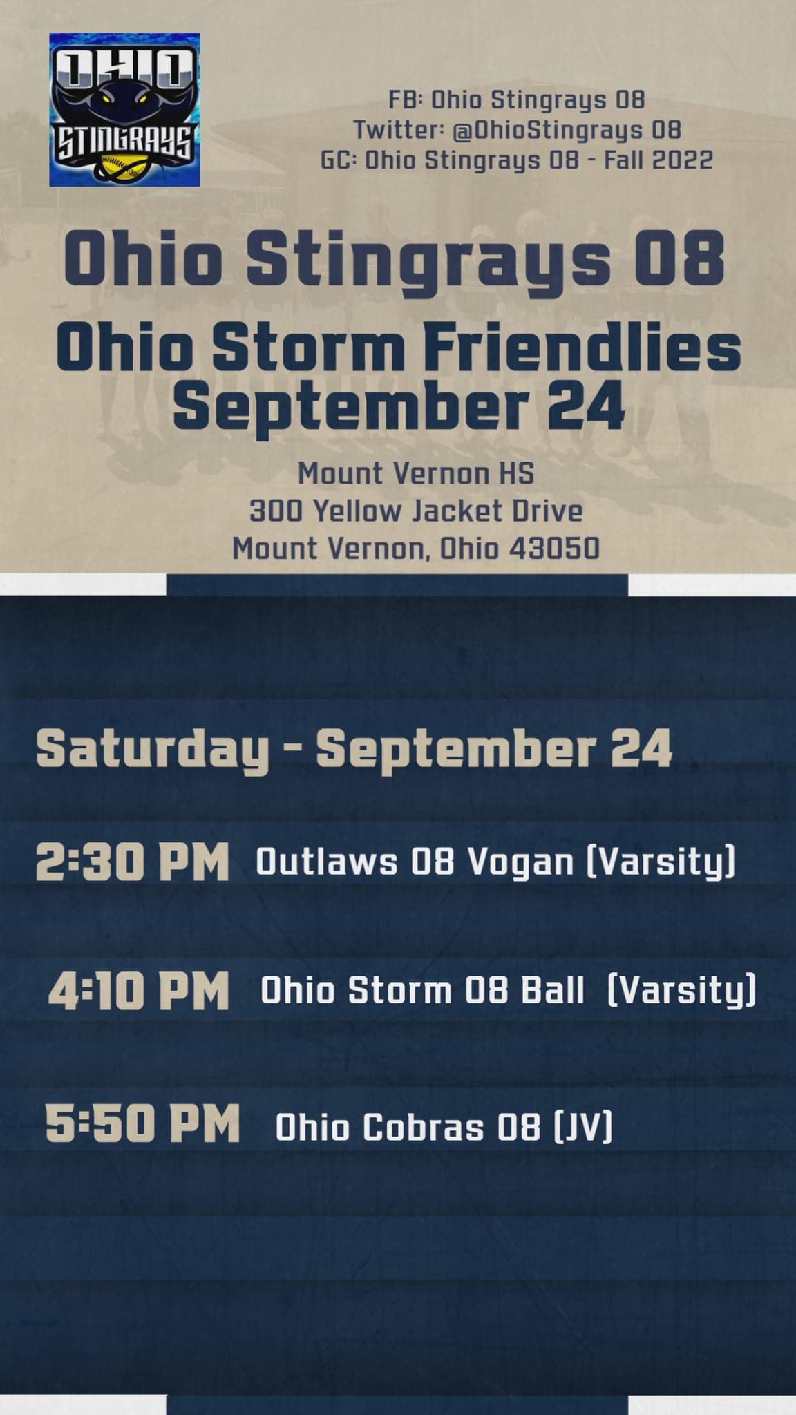 Ohio Stingrays 08 on Twitter: "The 08 Rays will be in Mt. Vernon this Saturday for the Storm ...