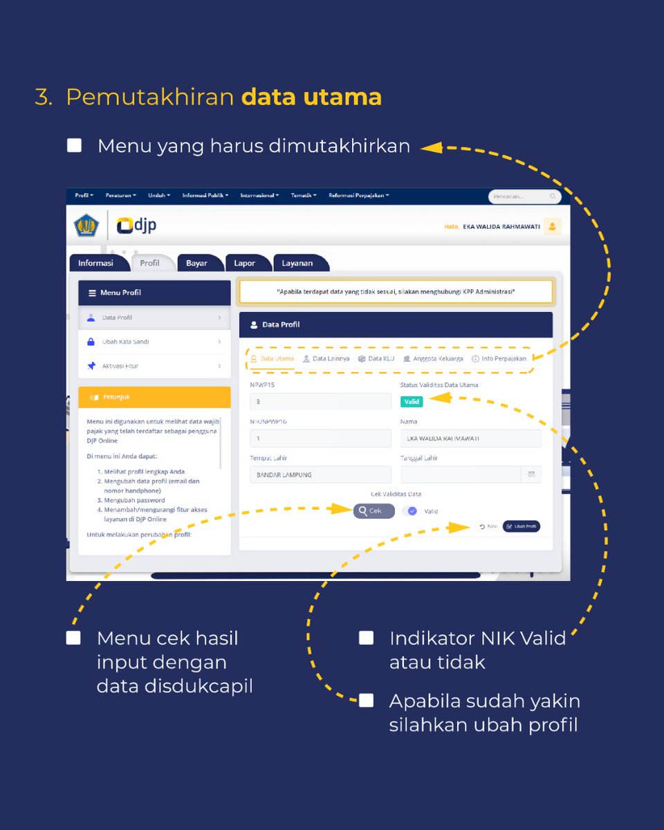 #PajakKitaUntukKita on Twitter: "Masuk ke menu pemutakhiran data utama. Lalu masukkan data NIK ...