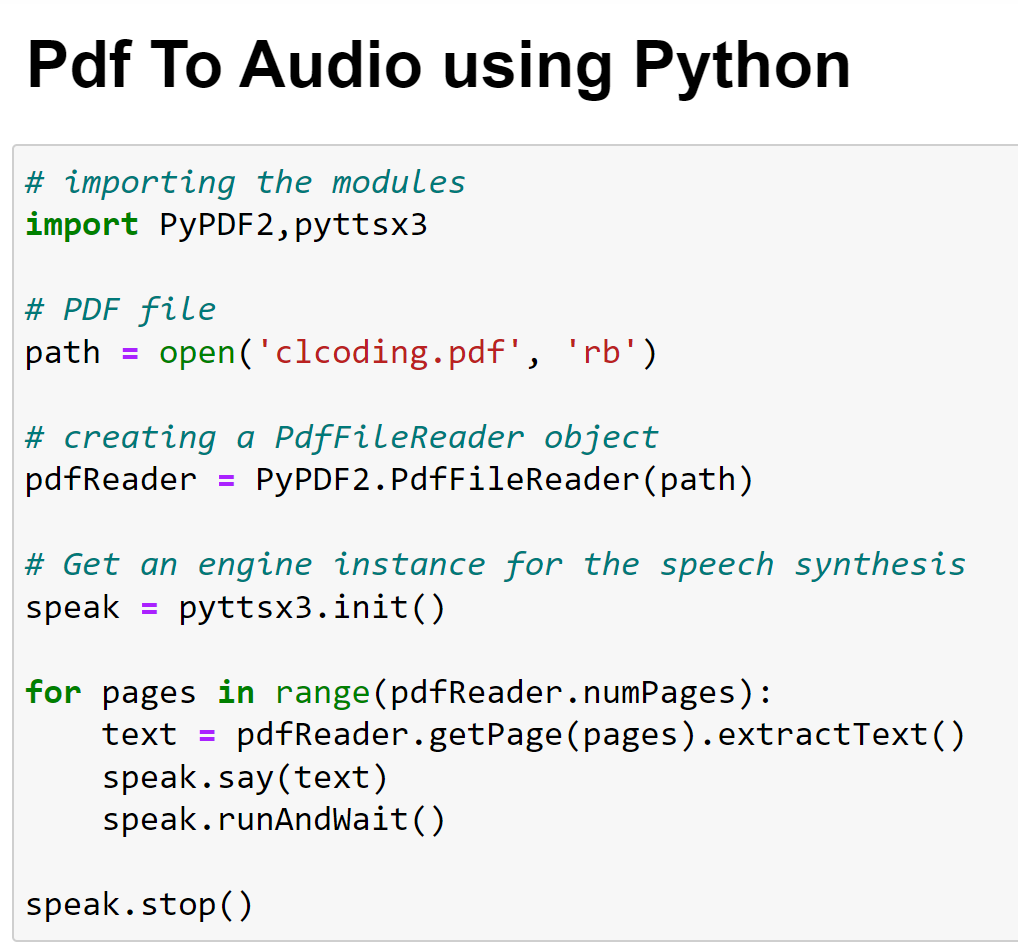 Alfredo Barba Polo On Twitter Rt Clcoding Day 110 Pdf To Audio
