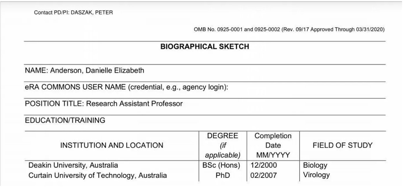 Paul D. Thacker on Twitter: "Anderson appears on Peter Daszak's NIH grant that many have ...