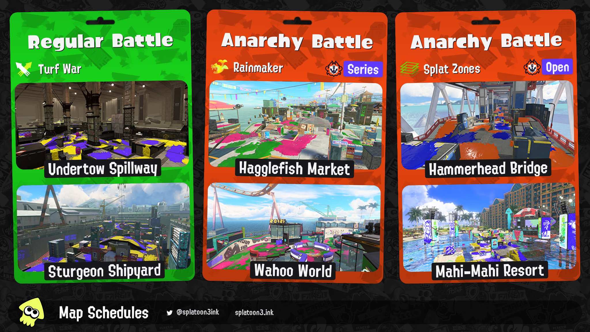 Splatoon3.ink on Twitter: "Splatoon 3 map rotation: Anarchy (Series) game mode: Rainmaker ...