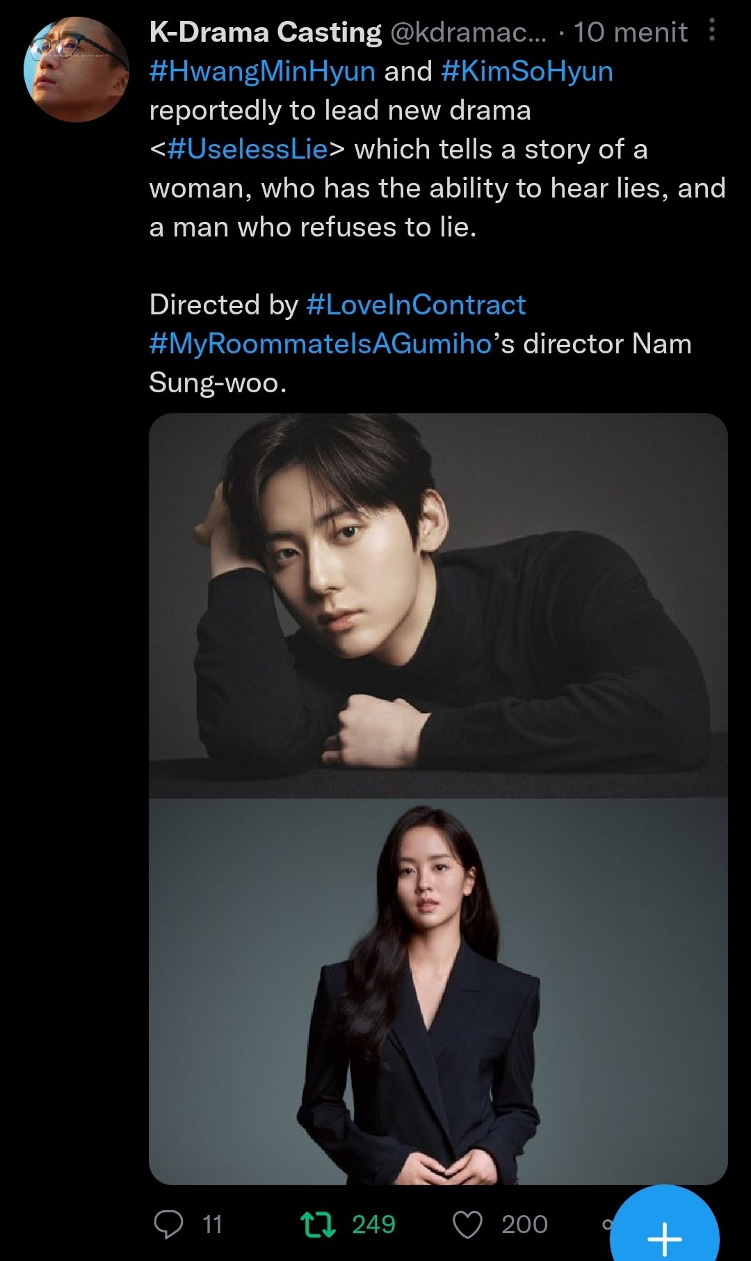 K-Drama Menfess on Twitter: "•kdm• GUYS HWANG MINHYUN SAMA KIM SOHYUN MAIN DRAMA BARENGANNN 😭😭😭😭 ...