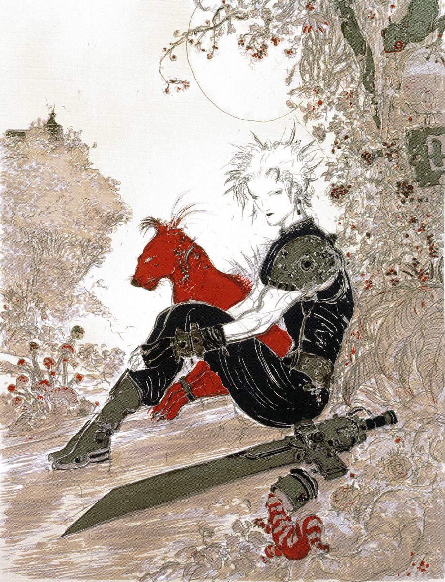 Final Fantasy VII - Cloud illustration by Yoshitaka Amano. VideoGameArt ...