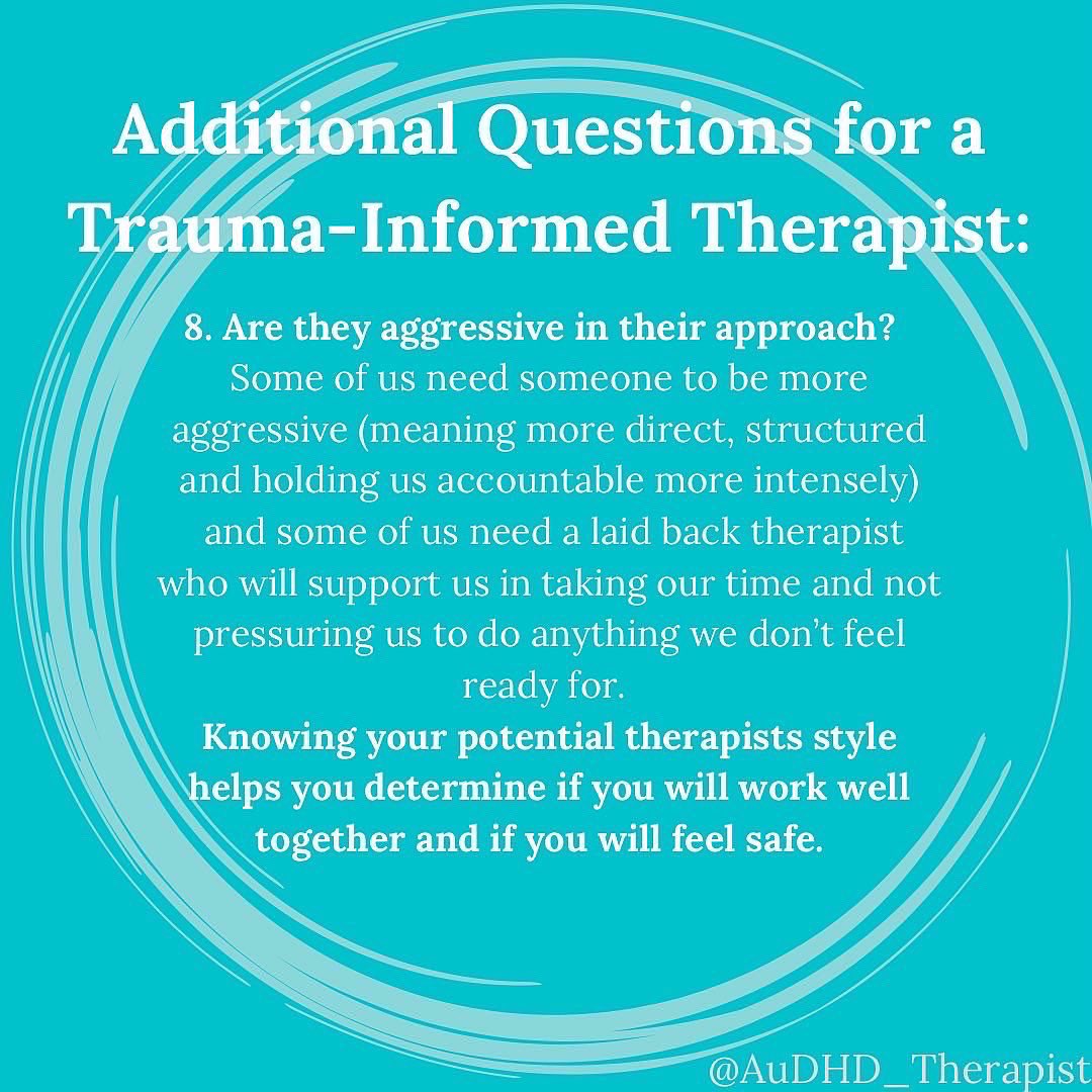AuDHD_Therapist on Twitter: "Questions to Ask a Trauma-Informed Therapist to see if they may be ...