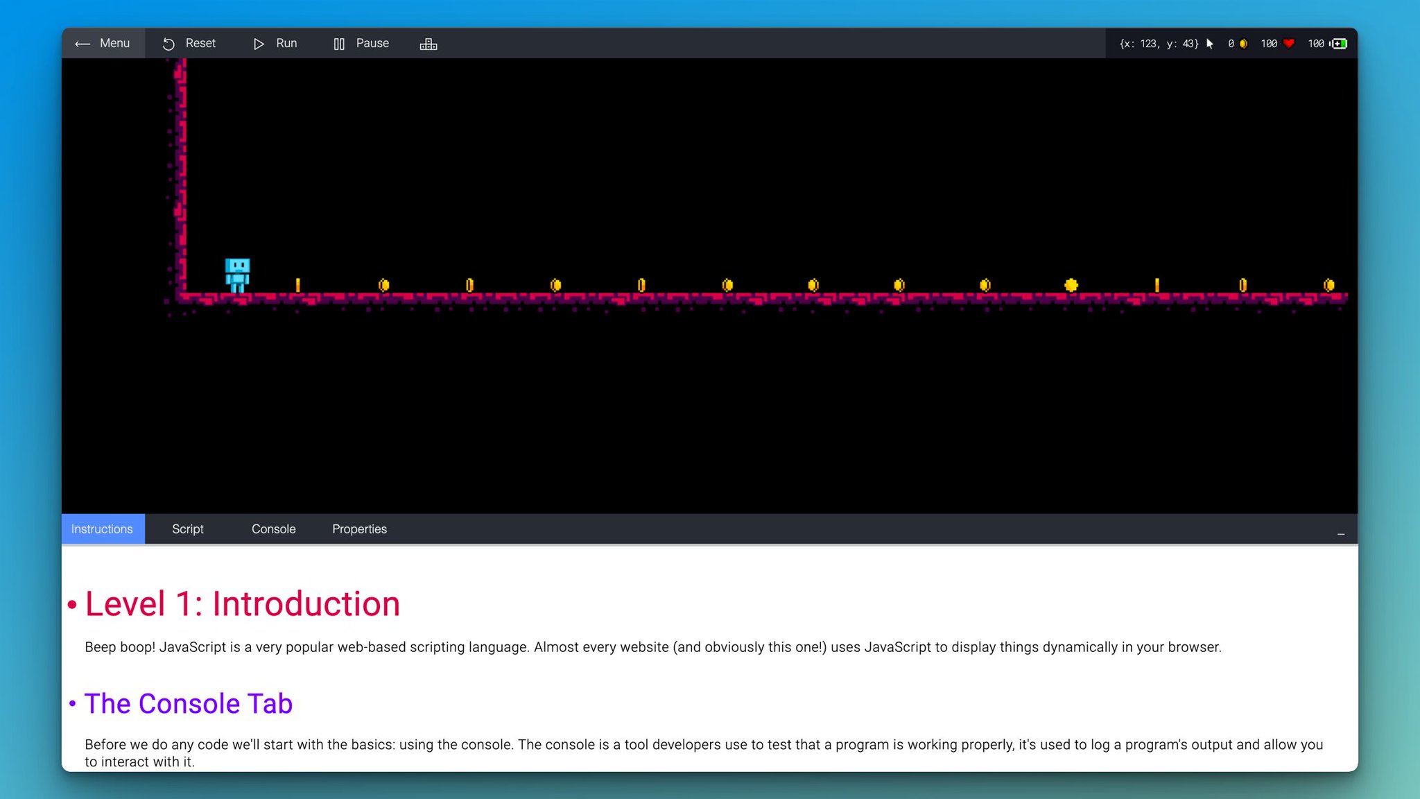 Miguel Ángel Durán on Twitter: "⁙ JS ROBOT ⁙ Maneja un simpático Robot y explora unas cuevas a ...