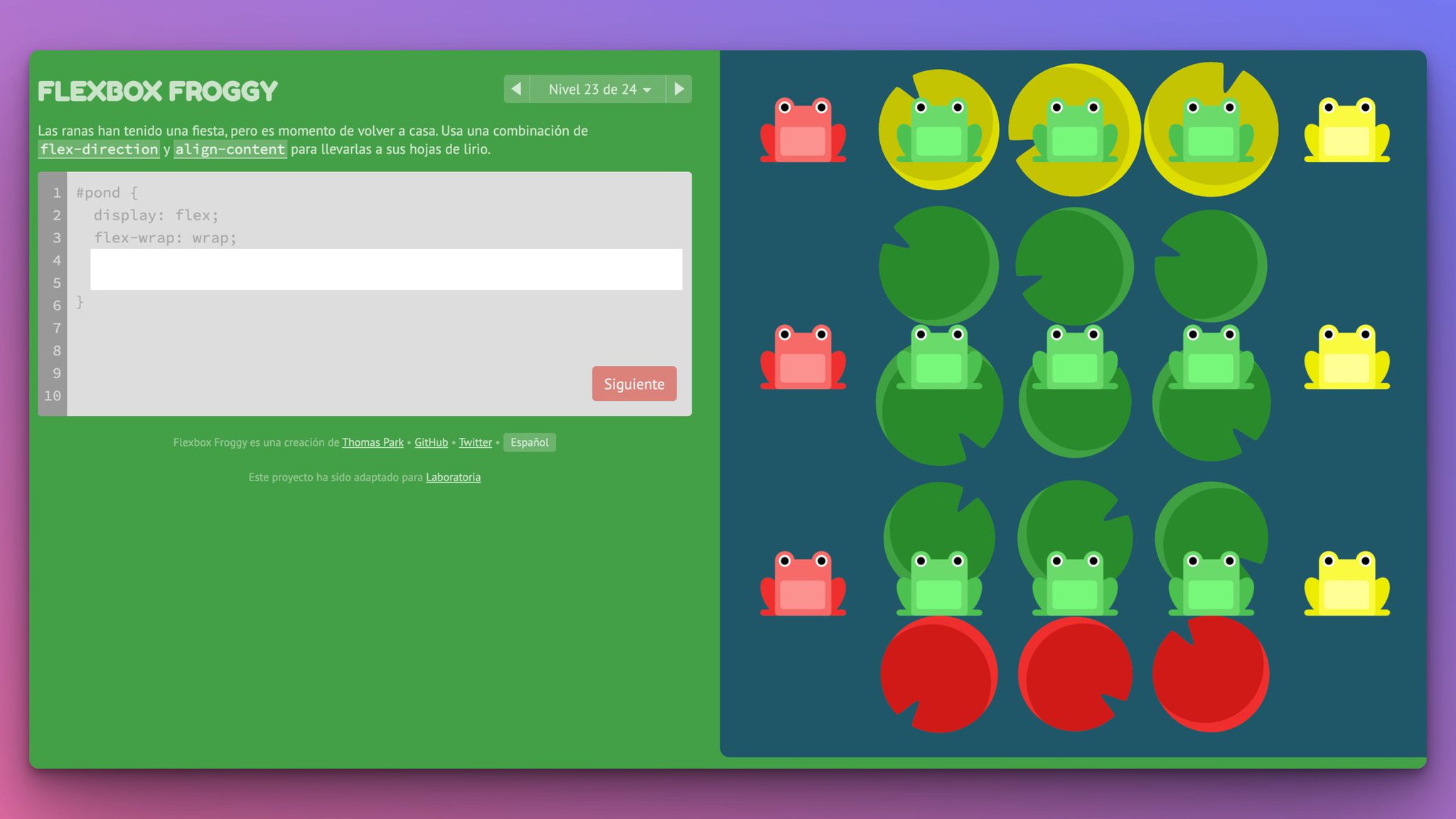 Miguel Ángel Durán on Twitter: "⁙ FLEXBOX FROGGY ⁙ Aprende flex mientras consigues que las ranas ...