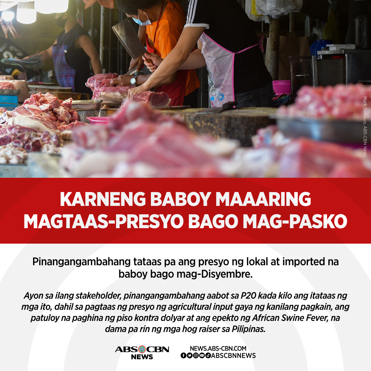 ABS-CBN News on Twitter: "Tinatayang tataas pa ang presyo ng lokal at imported na karneng baboy ...