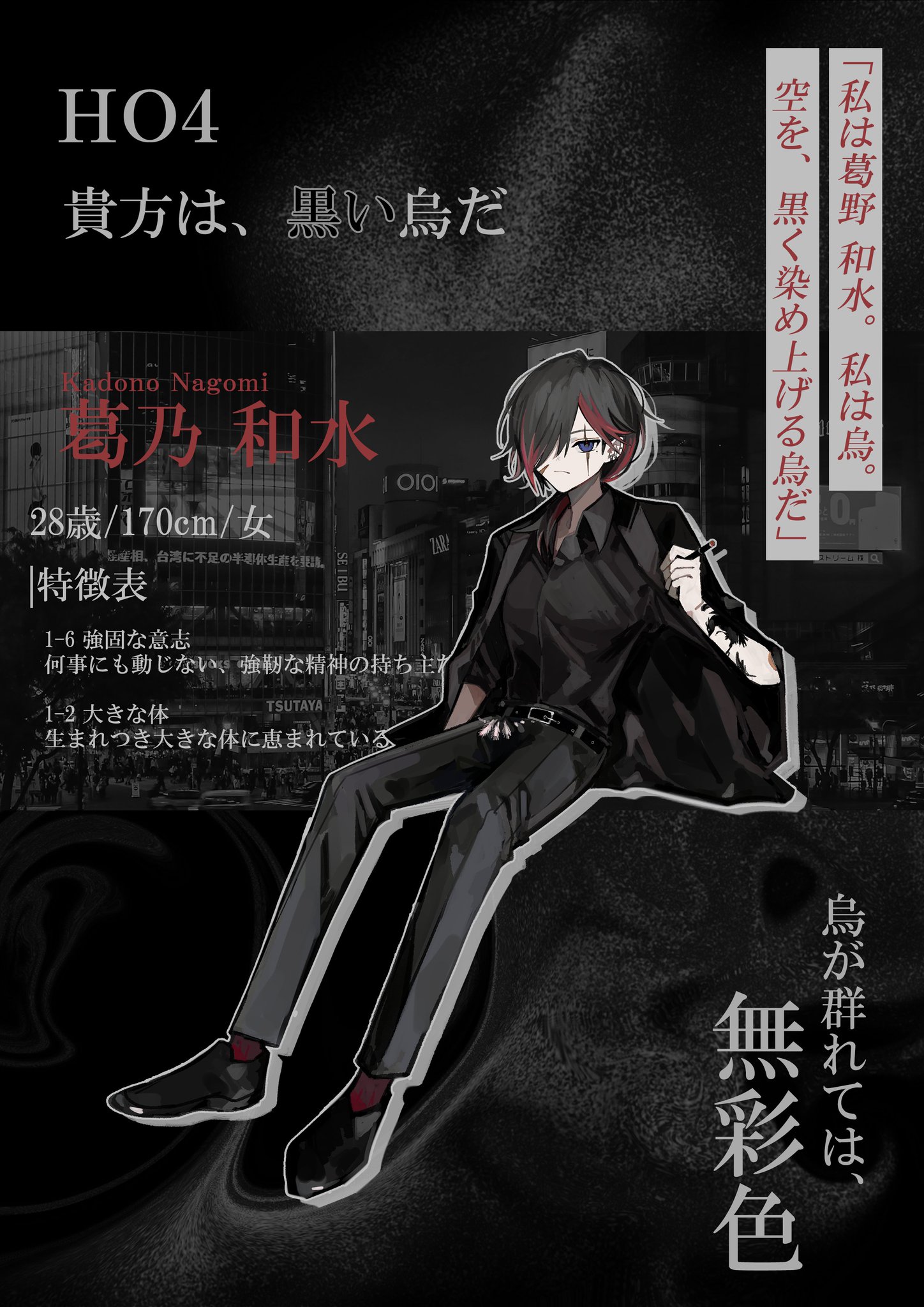 アベル on Twitter: "【探索者紹介】 クトゥルフ神話TRPG【烏が群れては、無彩色】 HO4：貴方は、黒い烏だ。 葛乃 和水（かどの なごみ） https://t.co ...
