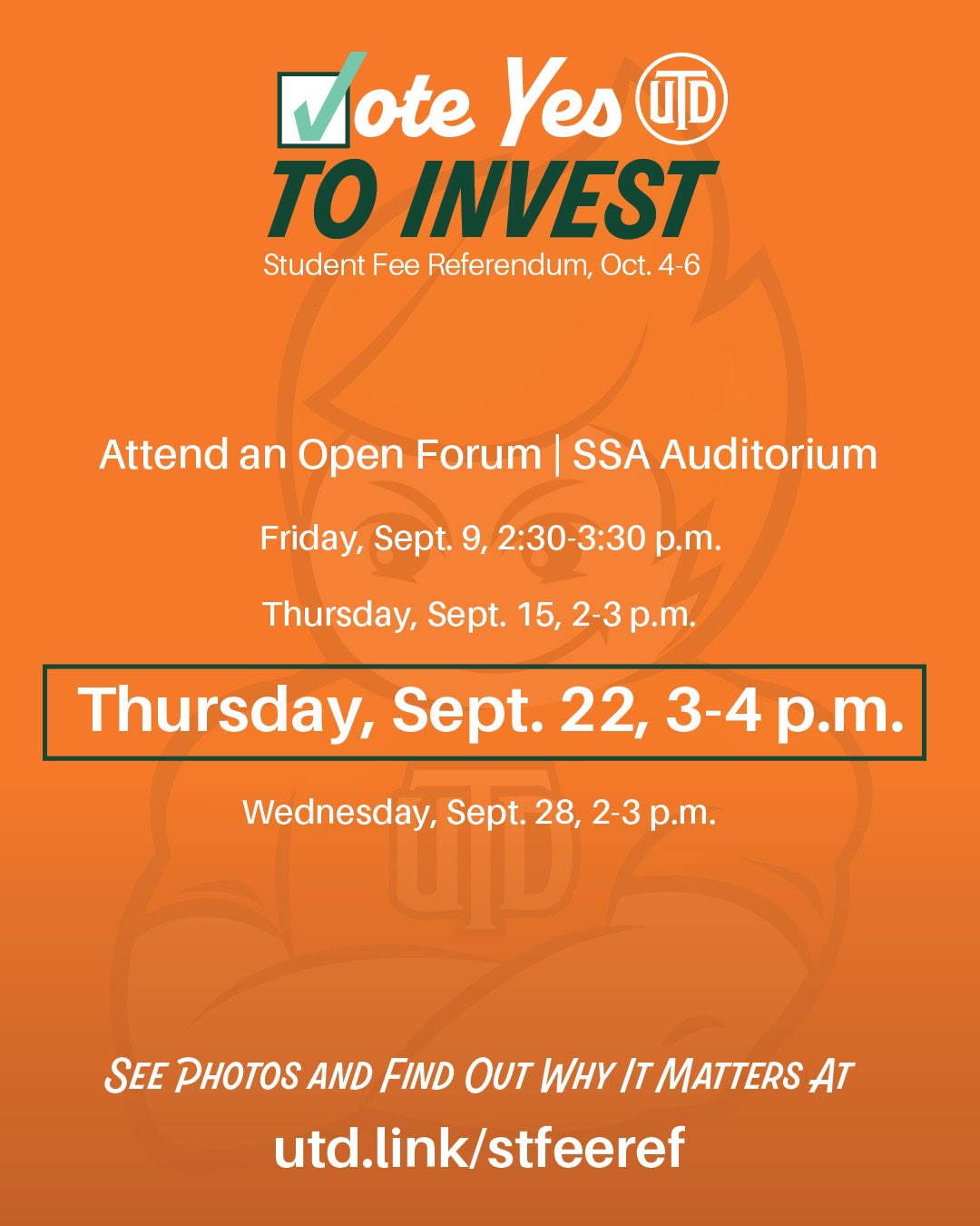 UTD Student Union on Twitter: "Tomorrow is our second to last Student Fee Referendum Open Forum ...