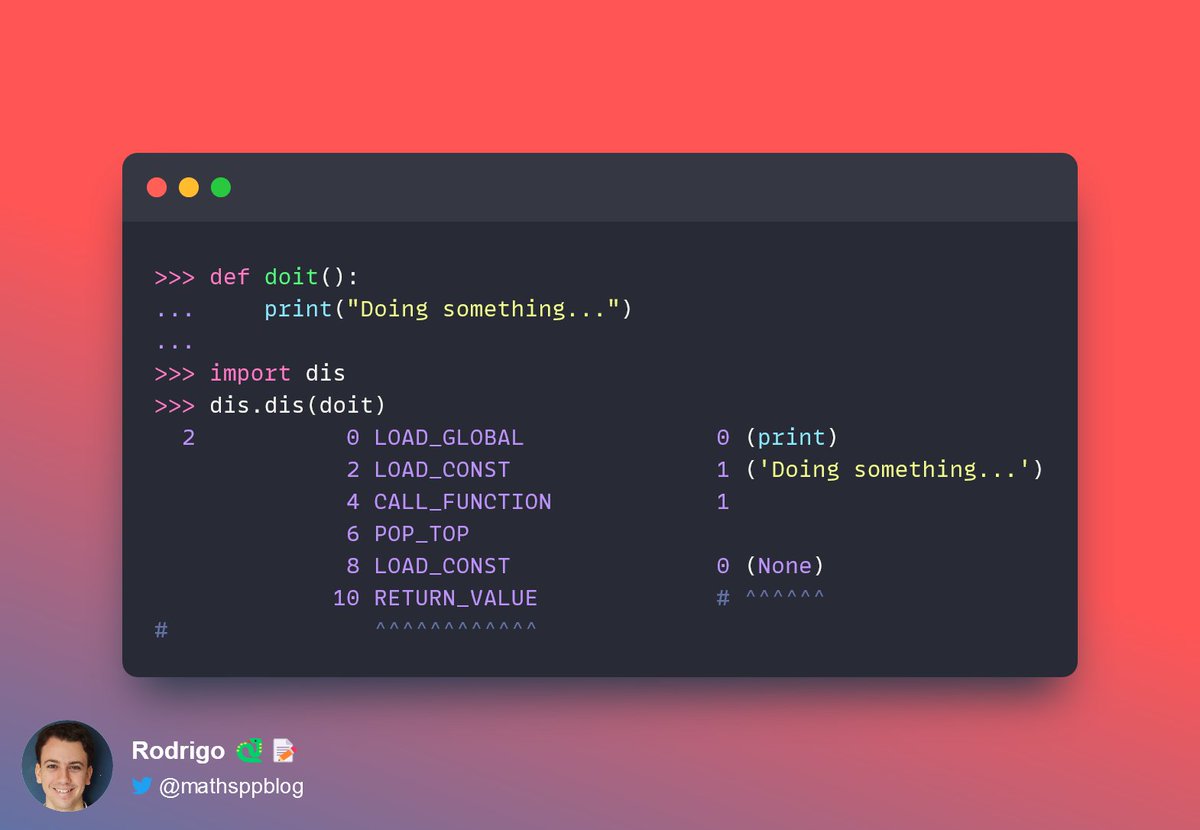 Rodrigo 🐍📝 on Twitter: "You can even “verify” this by disassembling your function and checking ...