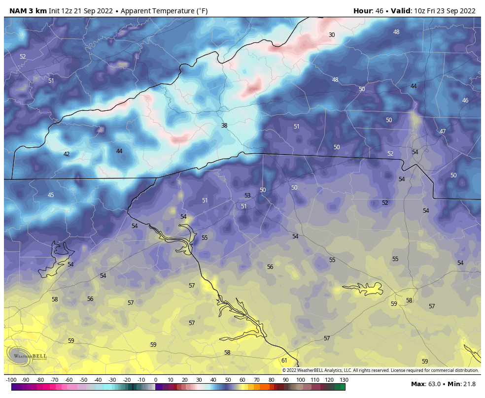 Evan Fisher on Twitter: "Friday morning will be downright cold across western NC. This cold snap ...