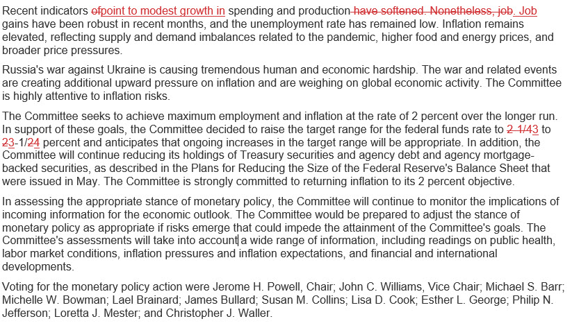 zerohedge on Twitter: "Most boring FOMC statement redline ever https://t.co/DV5uvujEnh" / Twitter