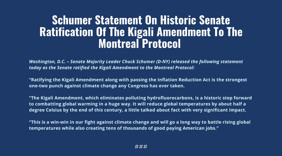 Ratifying the Kigali Amendment along with passing the Inflation ...