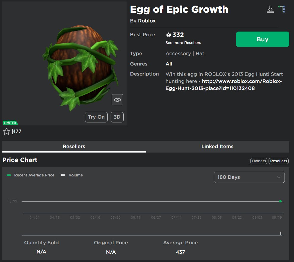 Roblox Trading News on Twitter: "New Limited, "Egg of Epic Growth" Link: https://t.co/DjxSljJVbO ...