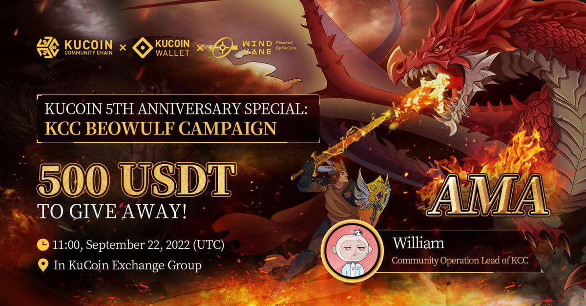 Join the #KCC @KCCOfficialTW Beowulf Campaign AMA, 500 $USDT to Give Away! ⏰ Date: 11:00 AM on ...