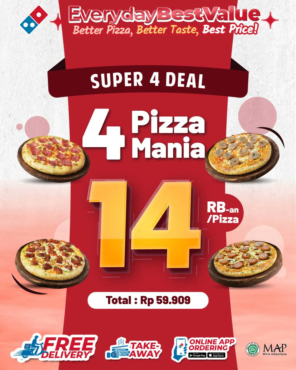 Domino's Pizza ID on Twitter: "Jajan yang Aman tapi Kenyang pas #tanggaltua SUPER 4 DEAL'; 4 ...