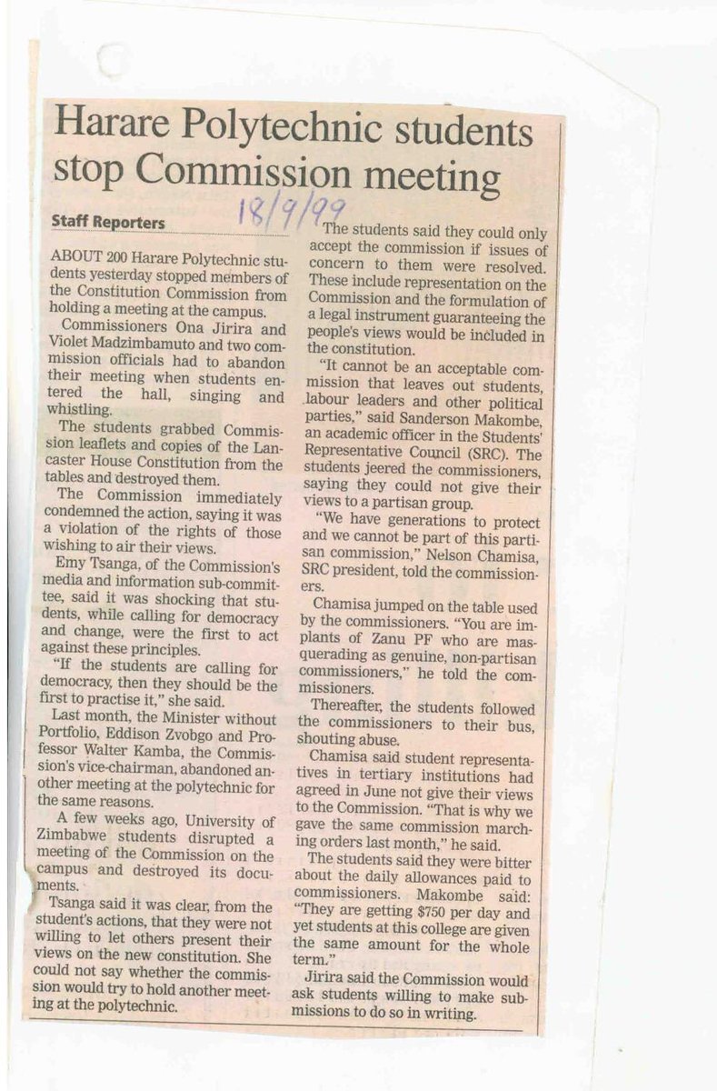 Tshitototo on Twitter: "RT @blevava: From the archives, @nelsonchamisa as SRC president at ...