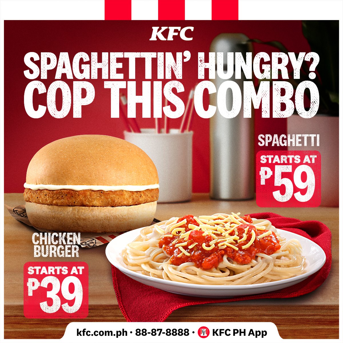 KFC Philippines on Twitter: "Feast it out with KFC’s Spaghetti and Chicken Burger! Try this epic ...