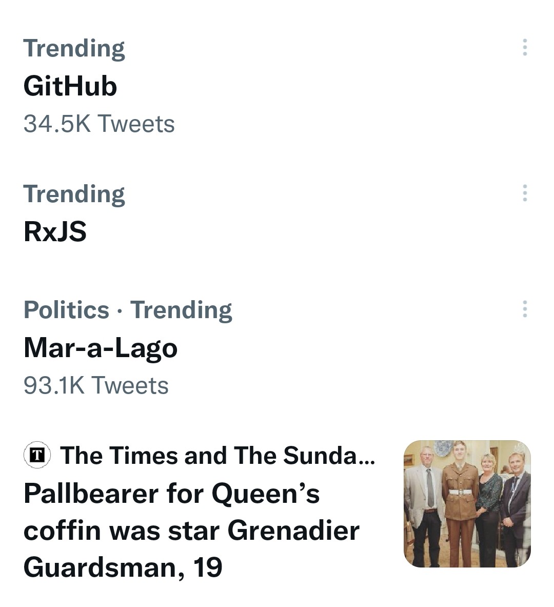 Not sure if you're seeing the same @BenLesh. RxJS is trending, along with GitHub, and oh, Mar-a ...