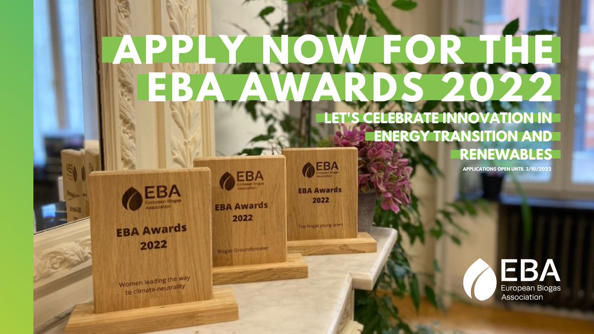 European Biogas EBA on Twitter: "📢EBA Awards 2022 | Apply for a chance to be awarded in one of ...