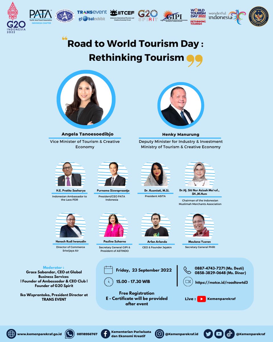 Pariwisata & Ekonomi Kreatif on Twitter: "Yuk join webinar: 𝗔𝗦𝗜𝗧𝗔 𝗥𝗼𝗮𝗱 𝘁𝗼 𝗪𝗧𝗗 𝟮𝟬𝟮𝟮 “𝗖𝗲𝗹𝗲𝗯𝗿𝗮𝘁𝗶𝗼𝗻 ...