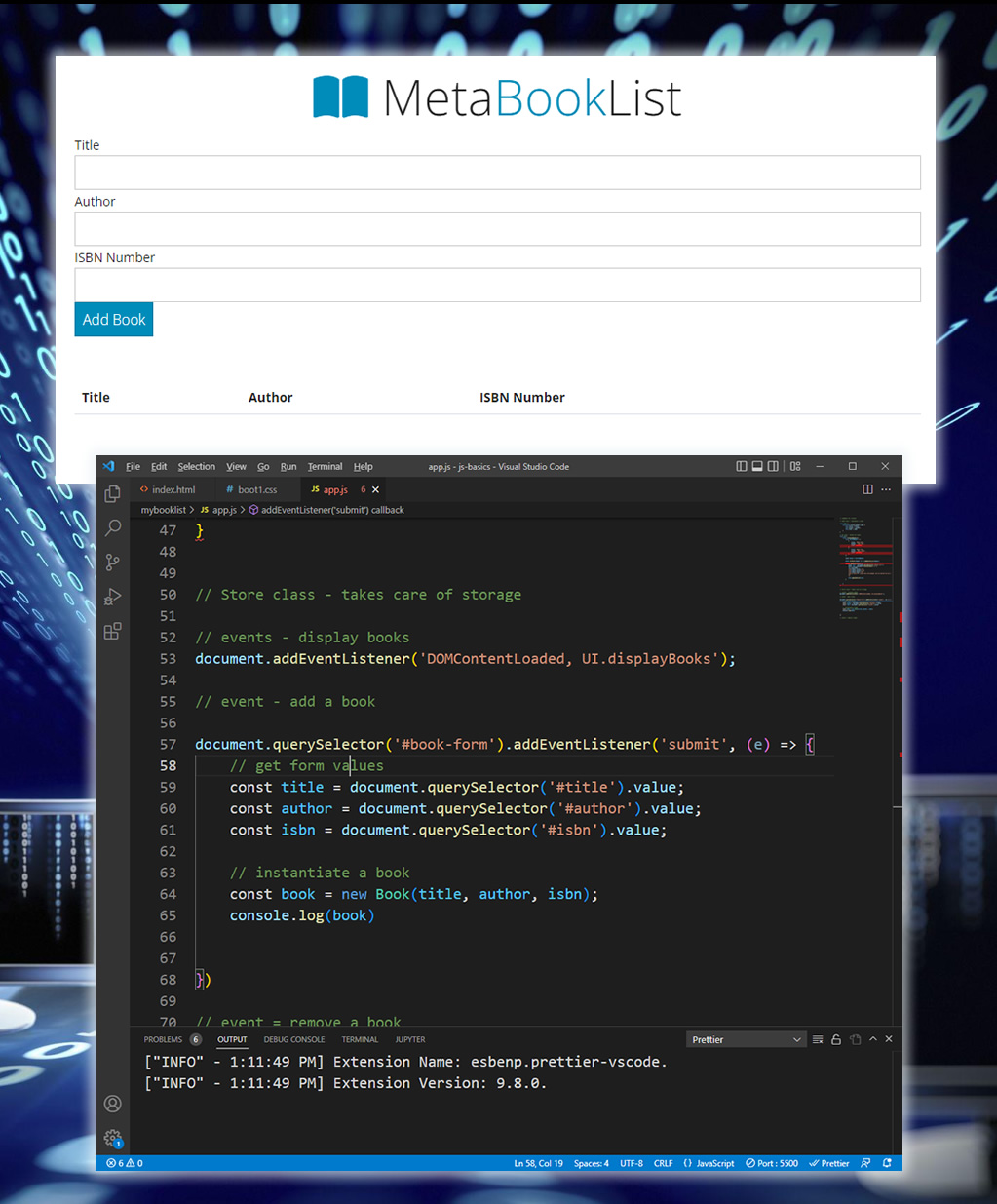 MetaCreative WebDesign on Twitter: "Created a function #BookList #APP using #javascript and # ...