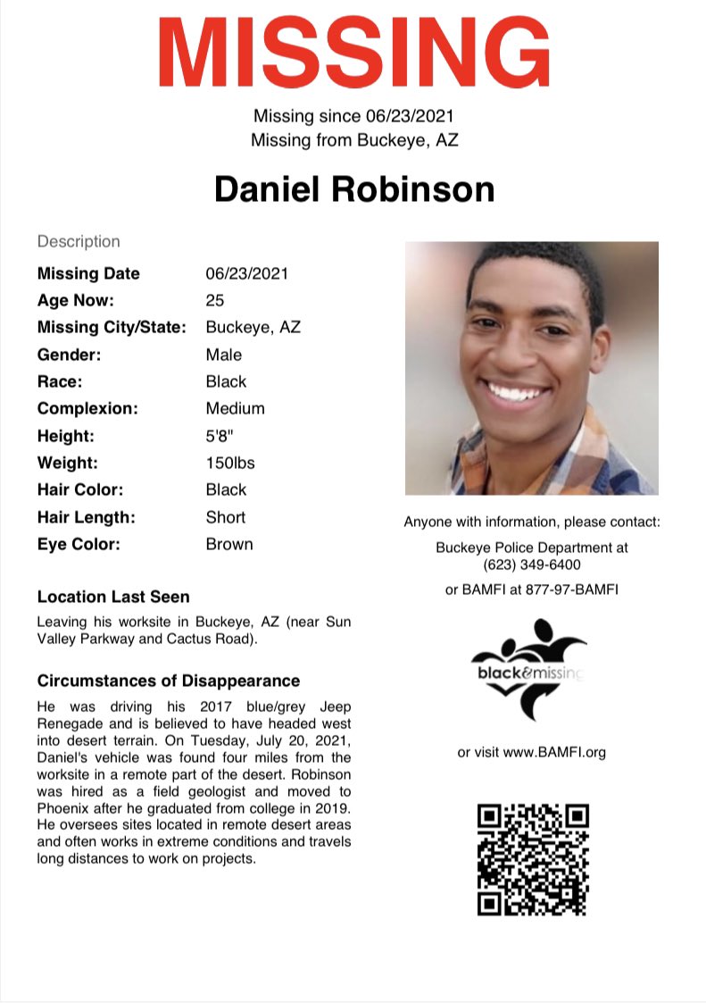 Blk & Missing FDN on Twitter: "#Buckeye, AZ: 25y/o Daniel Robinson is STILL MISSING! Daniel was ...