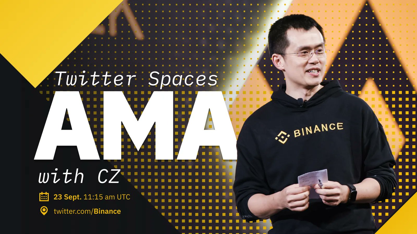 Binance on Twitter: "We're back with another Twitter Space AMA with @cz_binance! 🗓️ September 23 ...