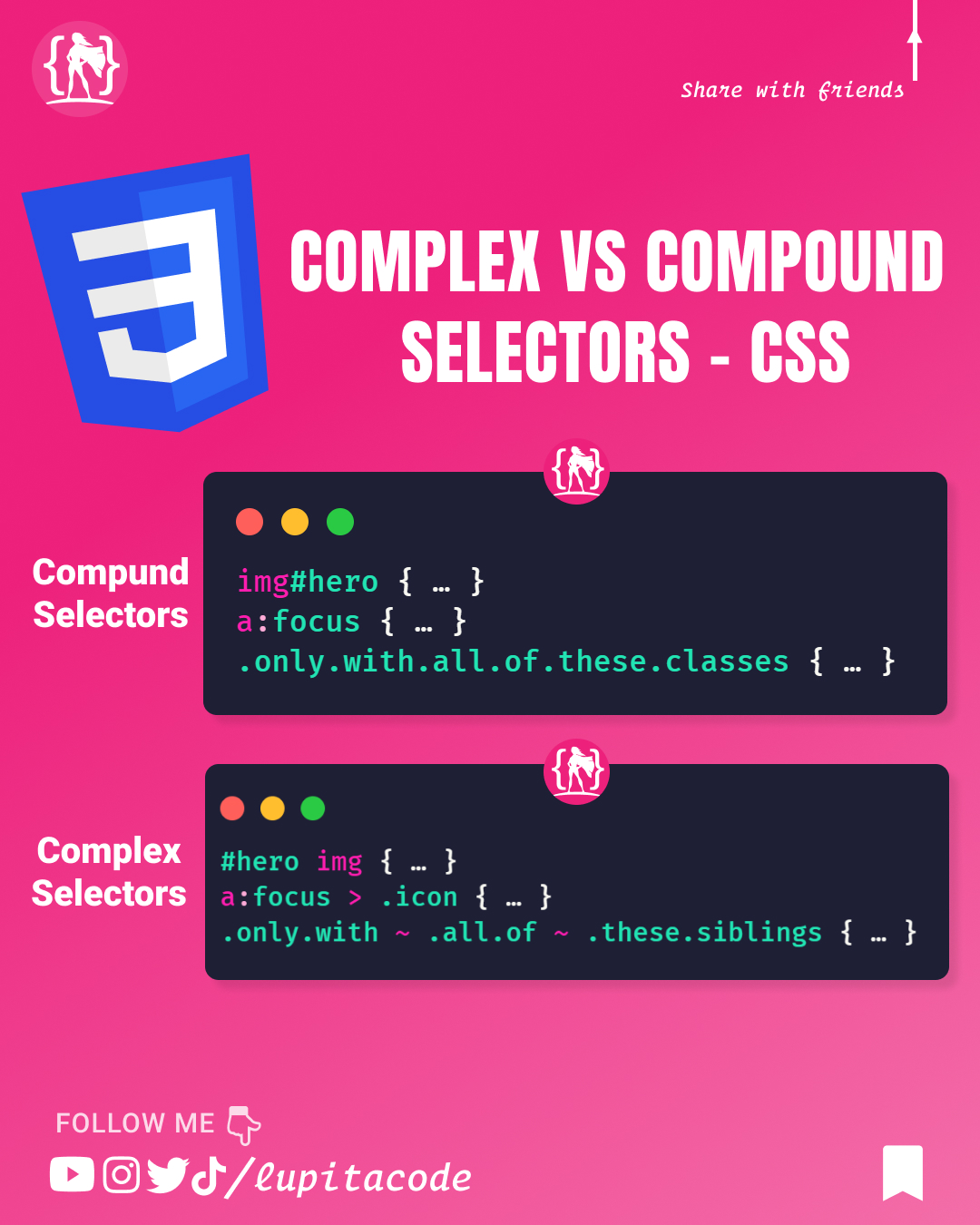 Lupita Code 🎃 on Twitter: "👉 Selectores complejos vs compuestos en CSS ¿Conoces la diferencia ...