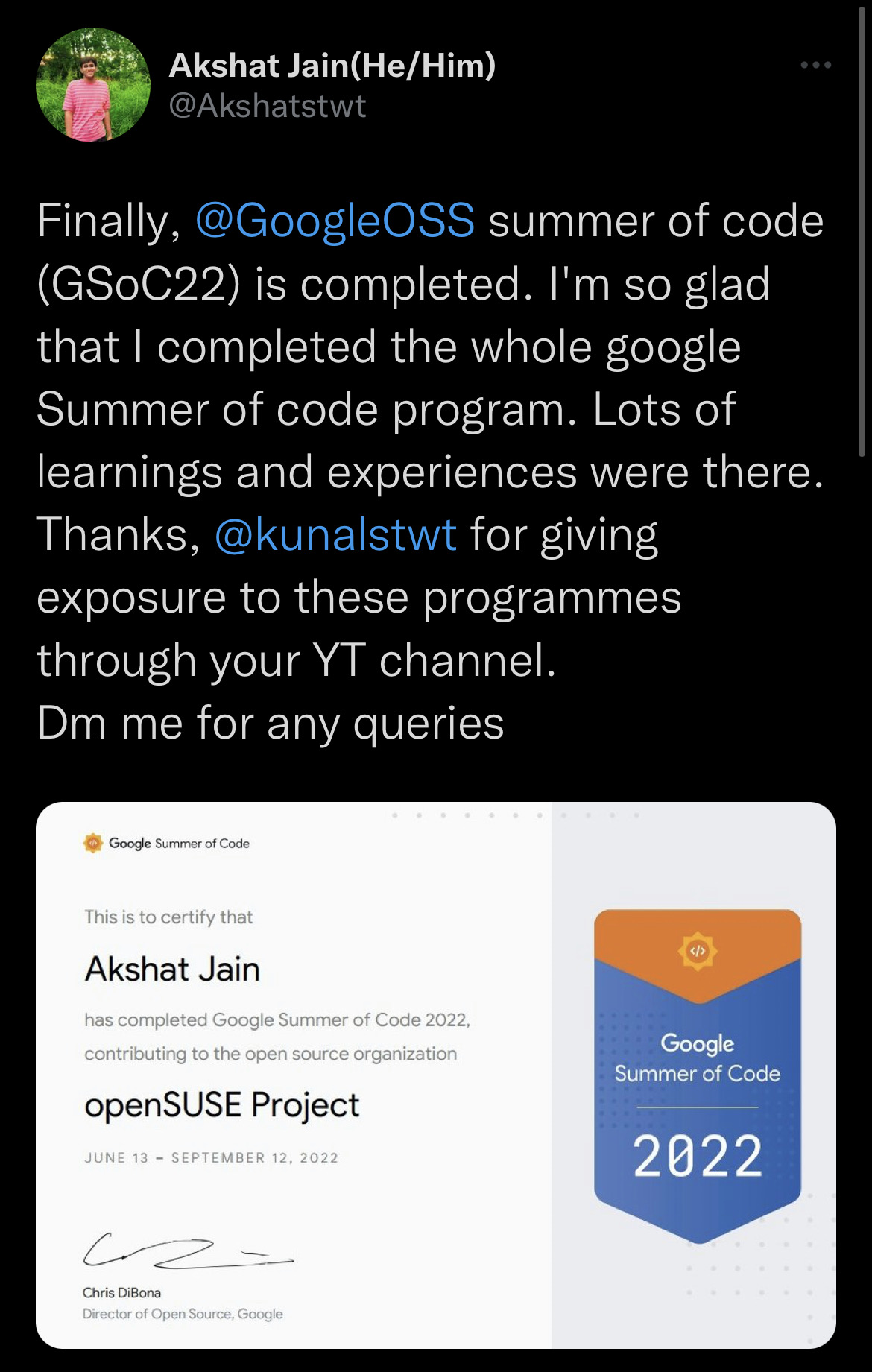 Kunal Kushwaha on Twitter: "Open source is the best way for students to grow their career and ...