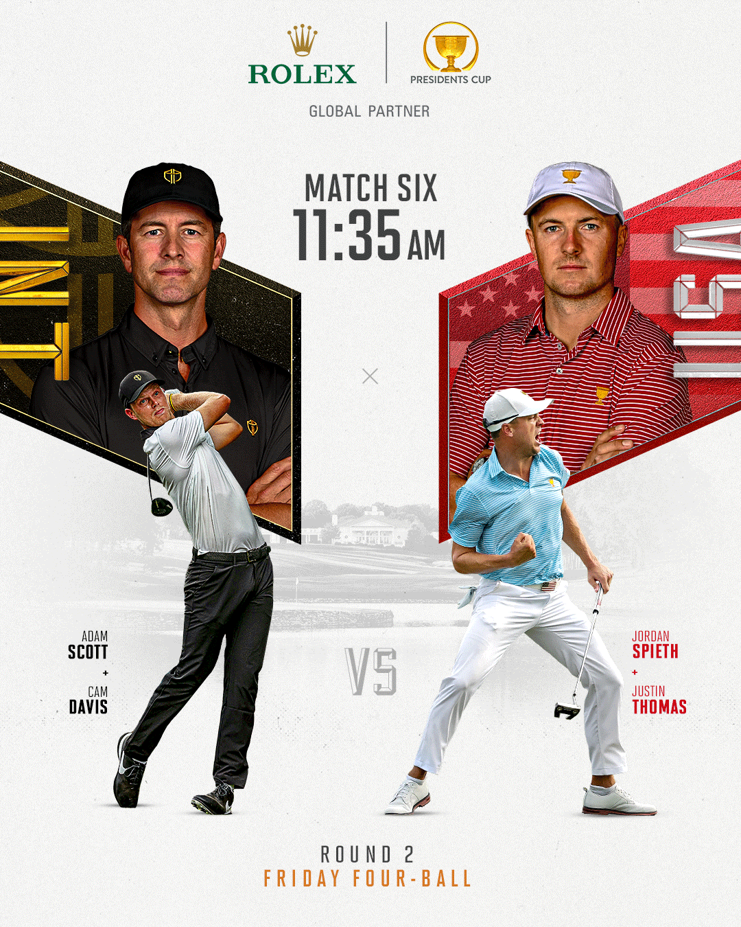 Presidents Cup on Twitter: "Friday's Four-ball matches are set. Match 6 #IntlTeam Adam Scott ...