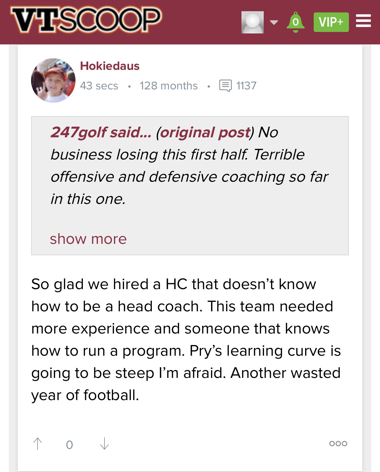 Message Board Geniuses on Twitter: "🚨MELTDOWN ALERT 🚨 #VirginiaTech is down 13-7 at the half. # ...