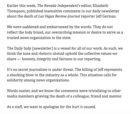 Nevada Independent on Twitter: "A message from @thenvindy assistant editors and newsroom staff ...