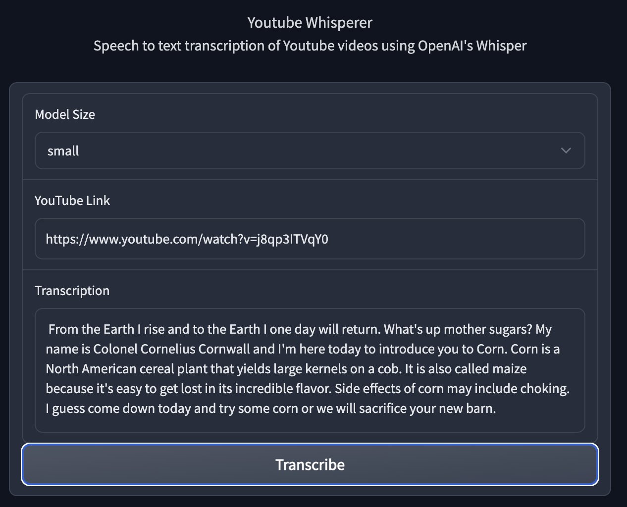 jeff on Twitter: "🌽 I just put up a @huggingface space to use @OpenAI's Whisper model for ...