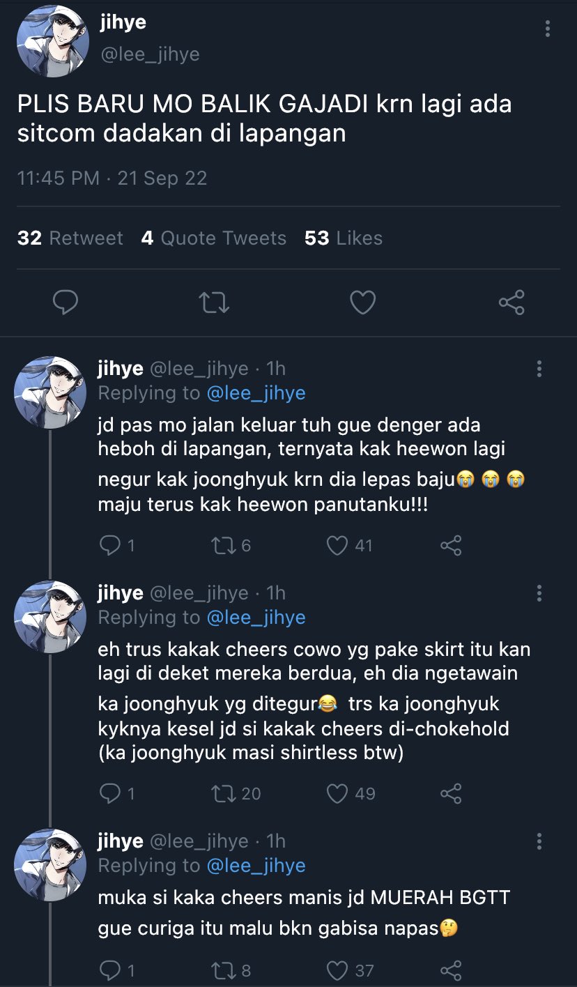 kata 💫 | 📌 joongdok sma au on Twitter: "21 — live report nih, everyone say thank you jihye https ...