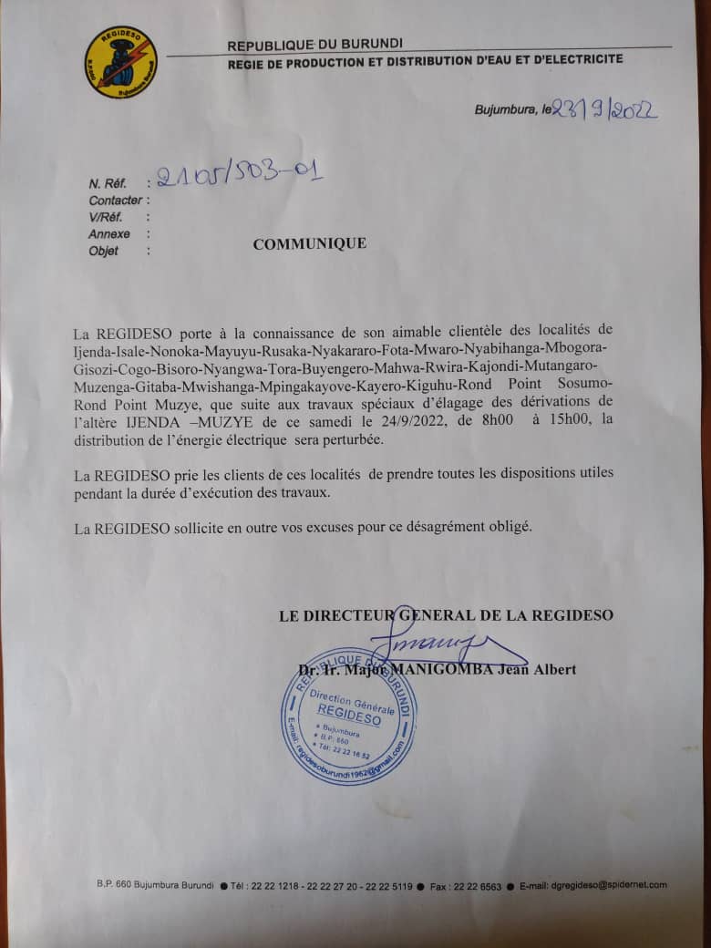 REGIDESO Burundi on Twitter: REGIDESO Burundi on Twitter: