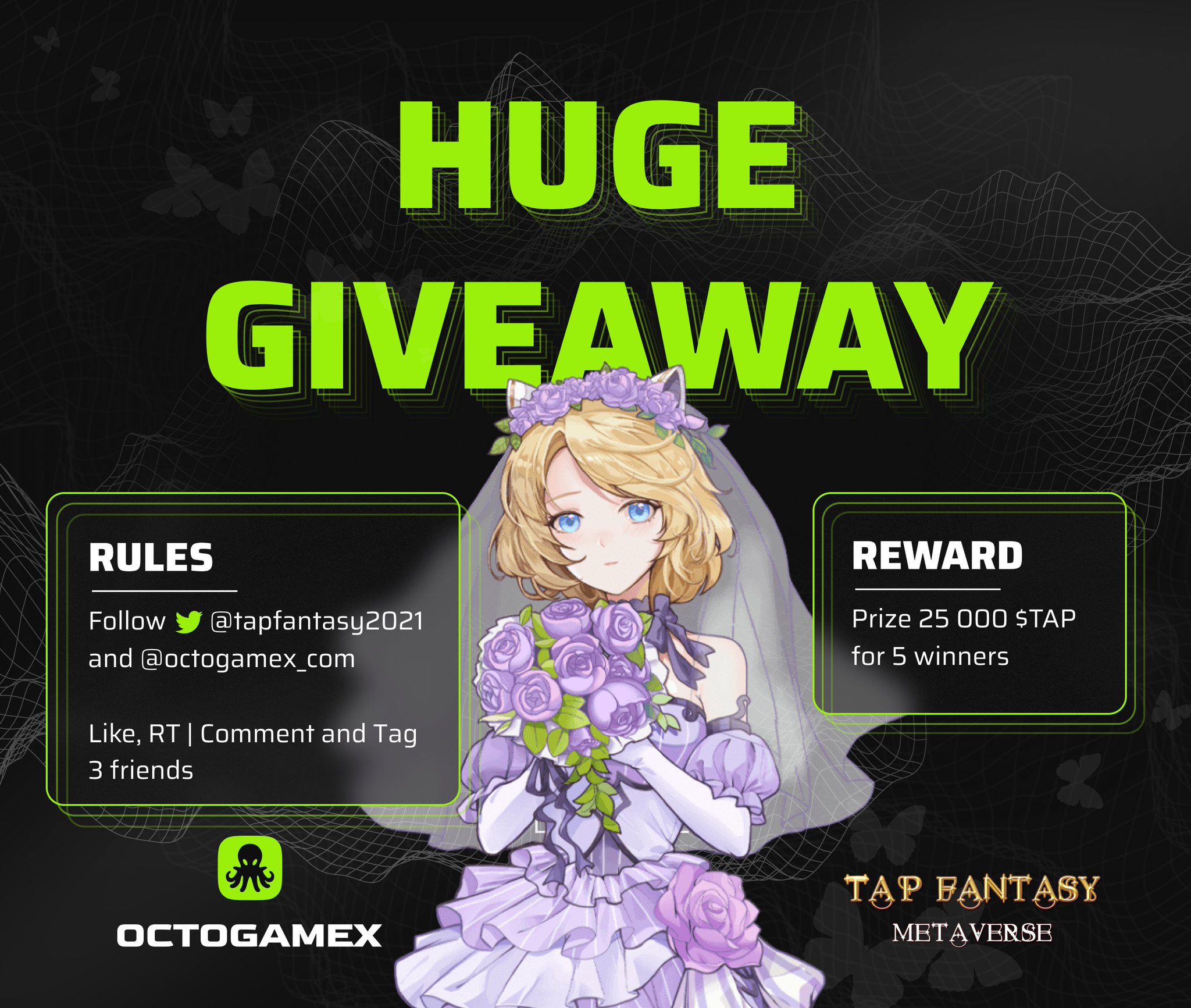 OctoGamex on Twitter: "🎊 OctoGamex ️ Tap Fantasy 🎊 💰 25 000 $TAP for 5 winners #Giveaway 💰 🛑 ...