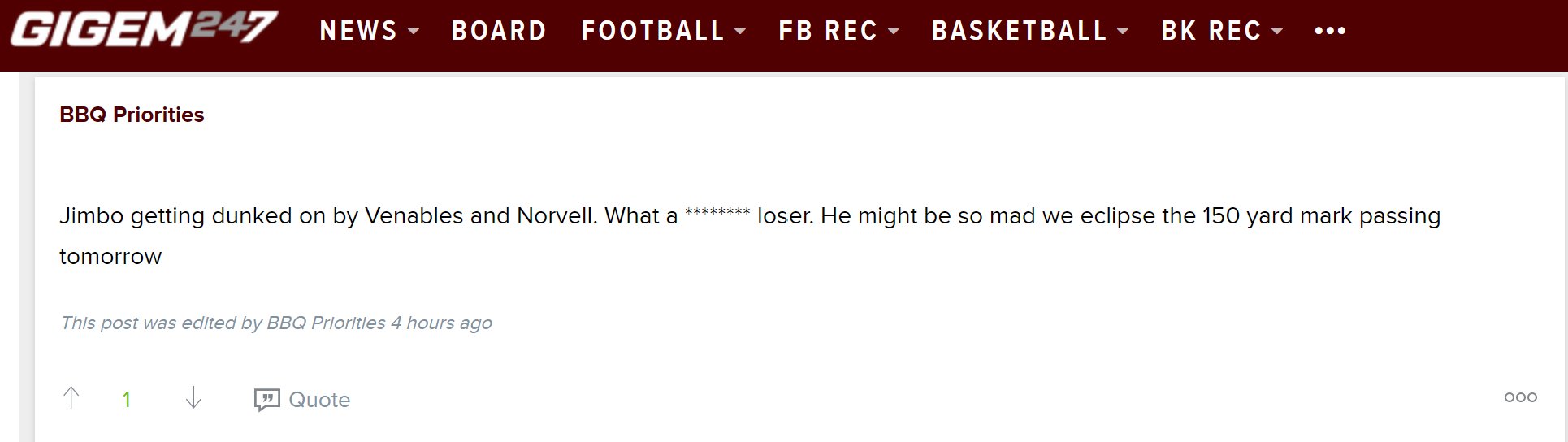Message Board Geniuses on Twitter: "#TexasAM fans are not happy with Mr. Jimbo today. #GigEm ...