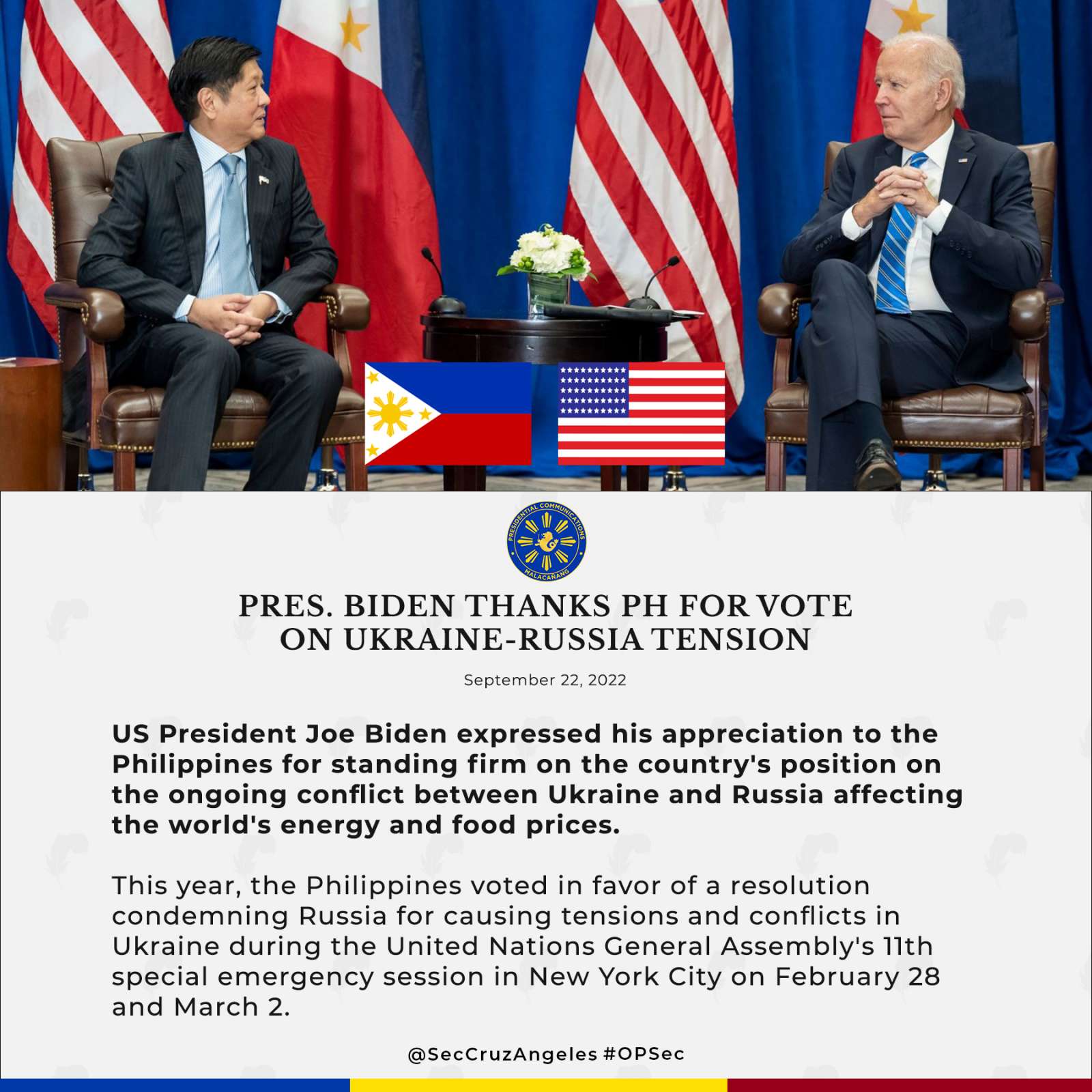 Press Secretary Trixie Cruz-Angeles on Twitter: "Nagpahayag ng pasasalamat si @potus sa ...